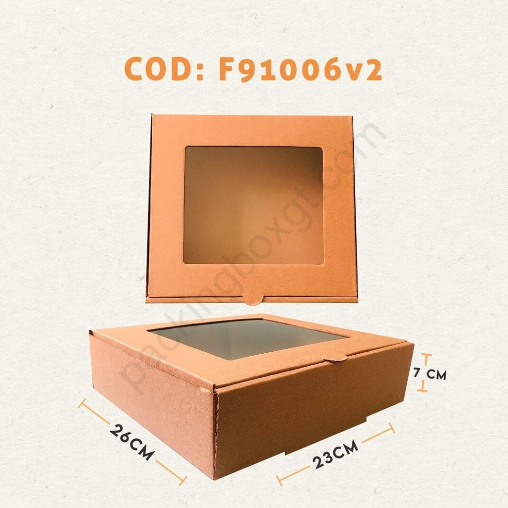 Caja con Ventana Cuadrada 26 x 23 x 7 cm (50 Unidades) — Packingbox